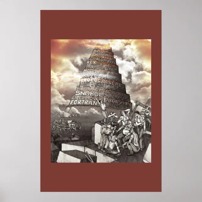 Programming Languages Tower of Babel Poster | Zazzle