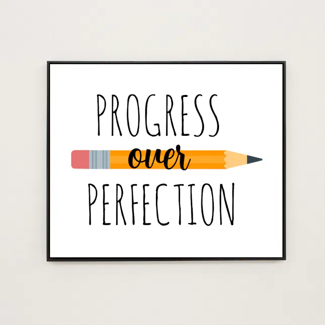 Progress Over Perfection Motivational Classroom Poster | Zazzle