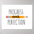 Progress Over Perfection Motivational Classroom Poster | Zazzle