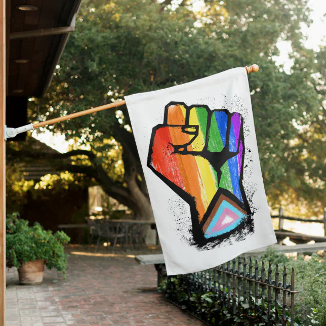 Progress Pride Fist House Flag | Zazzle