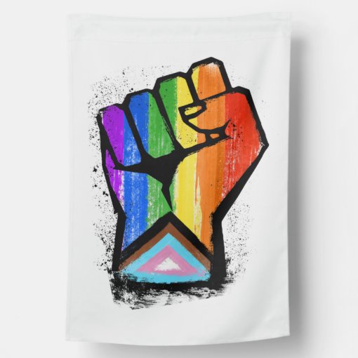 Progress Pride Fist House Flag | Zazzle