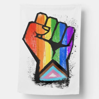 Progress Pride Fist House Flag | Zazzle
