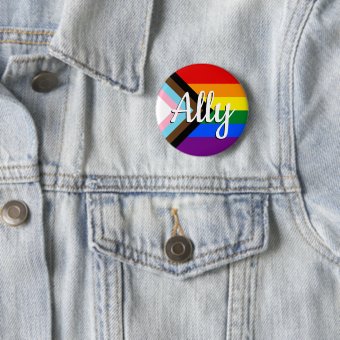 Progress Pride Flag Ally Button | Zazzle