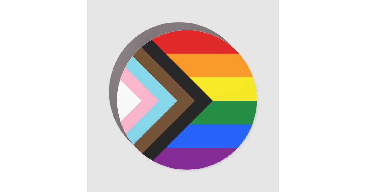 Progress Pride Flag Circle Car Magnet | Zazzle