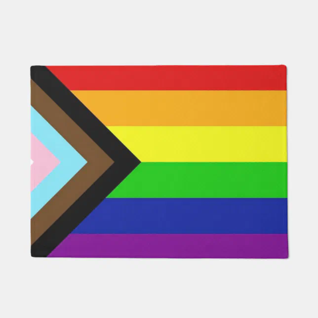 Progress Pride Flag Doormat | Zazzle