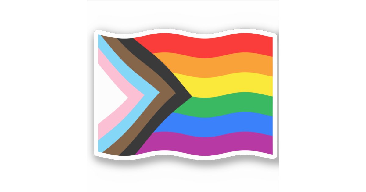 Progress Pride Waving Flag Sticker | Zazzle