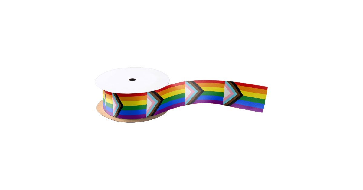 Progress Rainbow Flag ribbon, Pride flag & LGBTQ Satin Ribbon | Zazzle