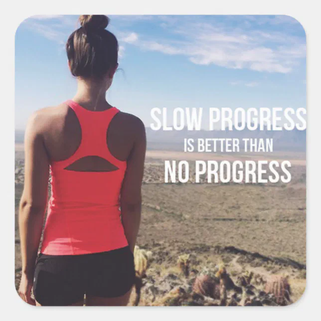 PROGRESS - Women's Workout Motivational Square Sticker | Zazzle