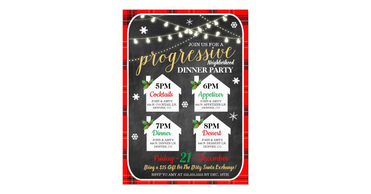 Progressive Holiday Dinner Party Invitation | Zazzle.com