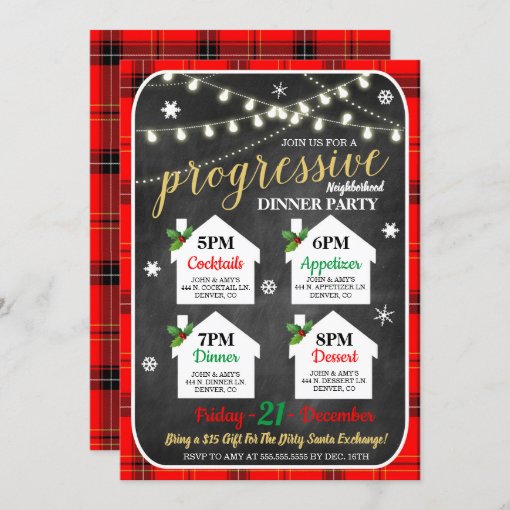 Progressive Holiday Dinner Party Invitation | Zazzle