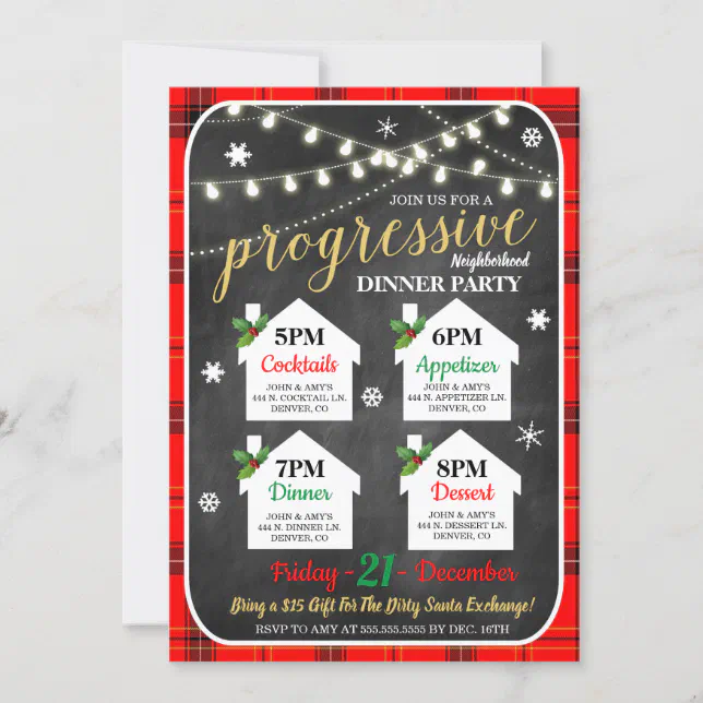 Progressive Holiday Dinner Party Invitation | Zazzle