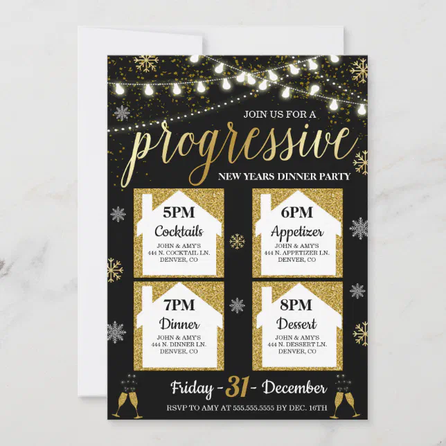 Progressive New Year Dinner Party Invitation | Zazzle