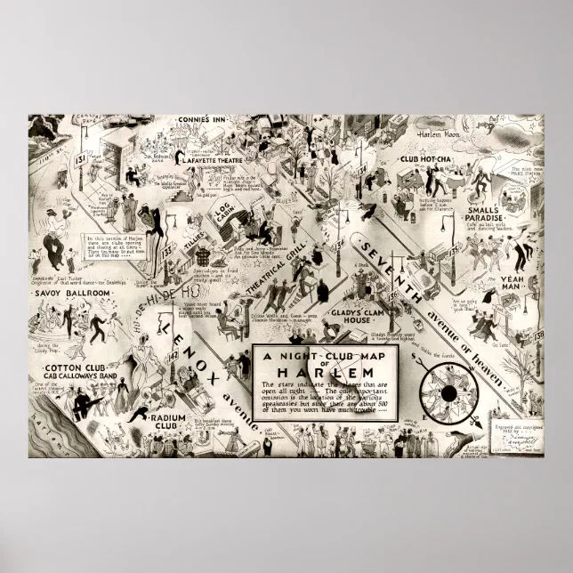 Prohibition Era Harlem, New York Speakeasy Map Poster | Zazzle
