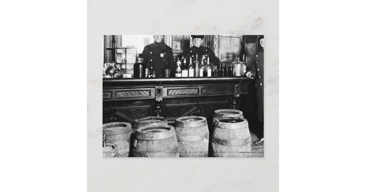 Prohibition - Speakeasy Police Raid Bootlegger - M Postcard | Zazzle