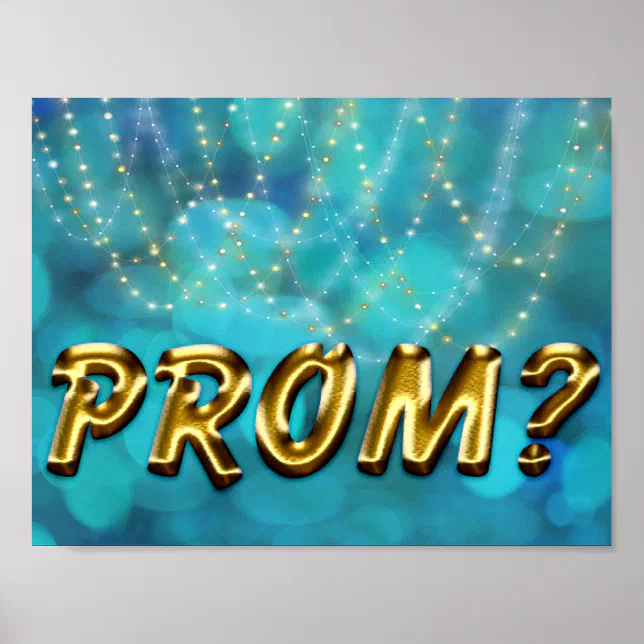 Prom Idea - Promposal Faux Gold Twinkle Lights Poster | Zazzle