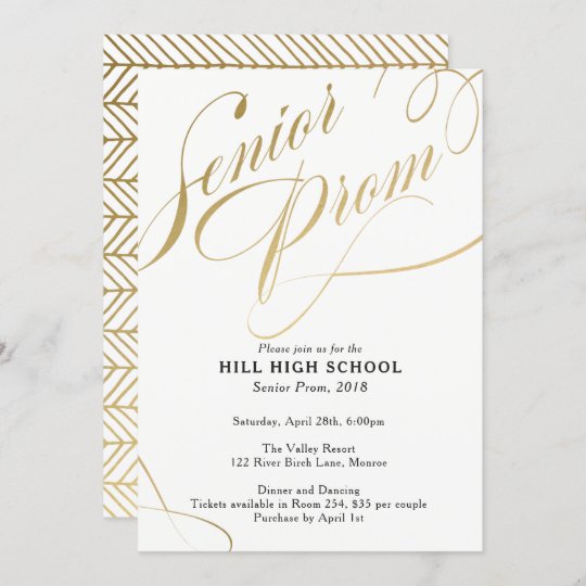 Prom Invitation, Gold Script Senior Prom Invitation | Zazzle.com