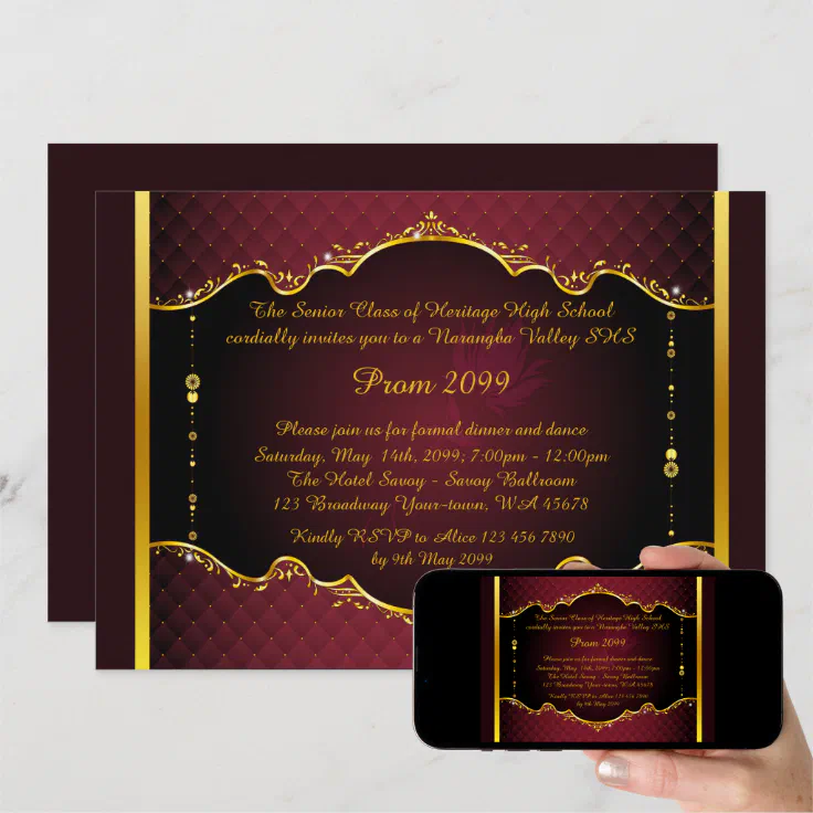 Prom invitation,Prom, Prom Senior,elegant, red Invitation | Zazzle