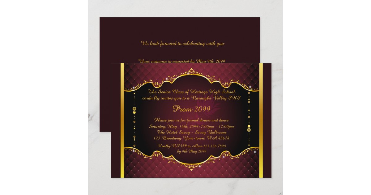 Prom invitation,Prom, Prom Senior,elegant, red Invitation | Zazzle