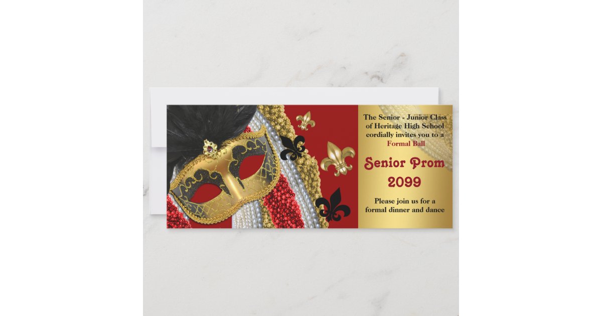 Prom Invitation Ticket style,Masquerade,chic,trend | Zazzle