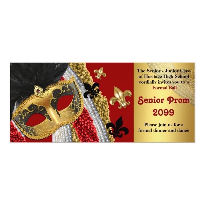 Prom Invitation Ticket style,Masquerade,chic,trend | Zazzle.com