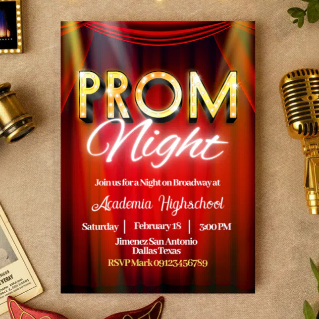 Prom Night - Broadway Invitation | Zazzle