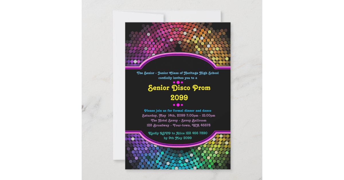 Prom senior junior, Disco,Gatsby style,Disco light Invitation | Zazzle