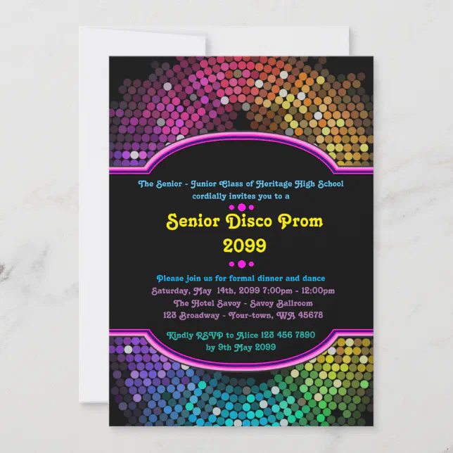Prom senior junior, Disco,Gatsby style,Disco light Invitation | Zazzle