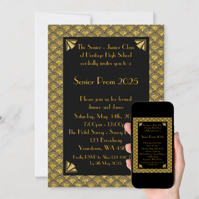 Prom Senior-Junior, Gatsby style, 1920s style Invitation | Zazzle