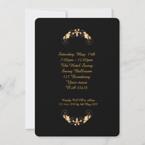 Prom Senior-Junior, Great Prom,elegant black,gold Invitation | Zazzle
