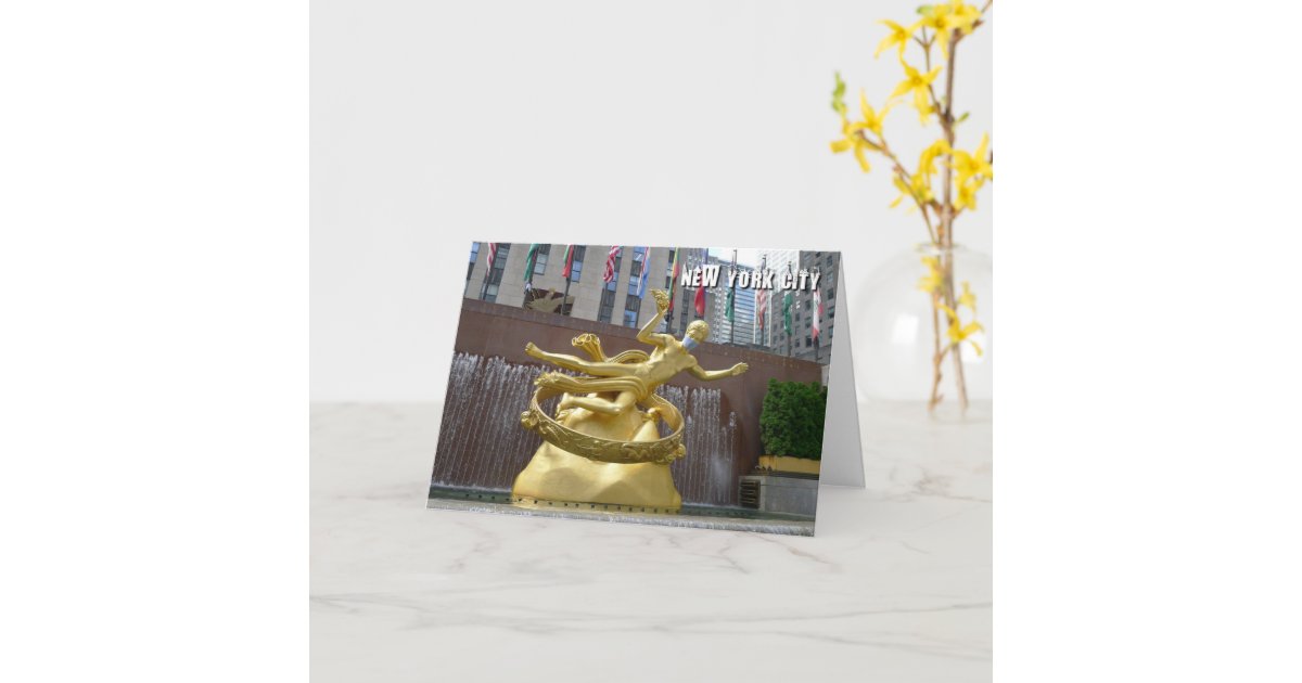 Prometheus Statue & Fountain - NYC card | Zazzle