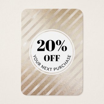 Promo Code Gold Stripes Discount Cards | Zazzle