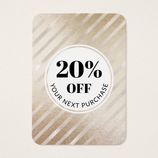 Promo Code Gold Stripes Discount Cards | Zazzle
