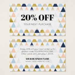 Promo Code Modern Geometric Coupon Discount Cards | Zazzle