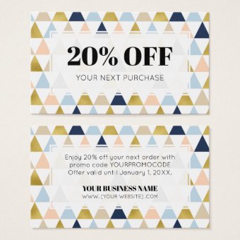 Promo Code Modern Geometric Coupon Discount Cards | Zazzle
