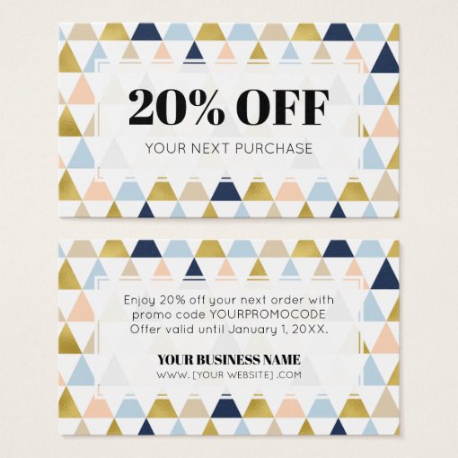 Promo Code Modern Geometric Coupon Discount Cards | Zazzle