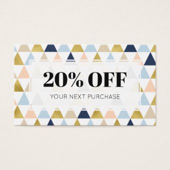 Promo Code Modern Geometric Coupon Discount Cards | Zazzle