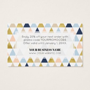 Promo Code Modern Geometric Coupon Discount Cards | Zazzle
