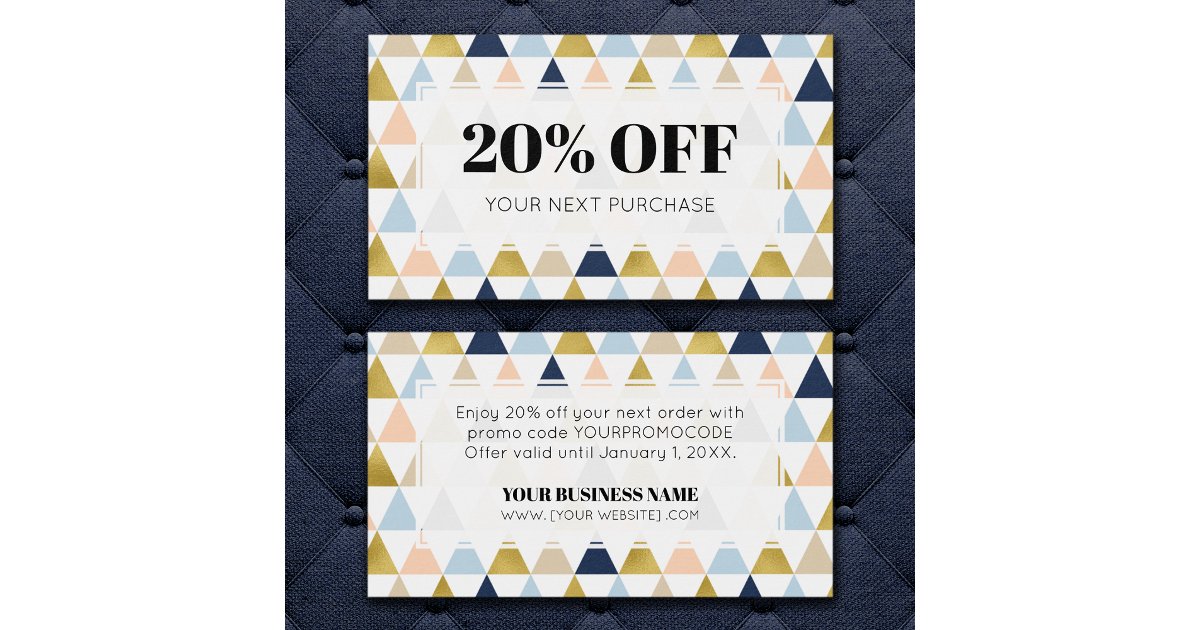 Promo Code Modern Geometric Coupon Discount Cards | Zazzle