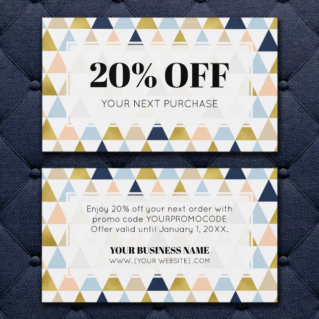 Promo Code Modern Geometric Coupon Discount Cards | Zazzle
