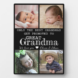 Promoted To Great Grandma 4 Photo Collage Plaque | Zazzle