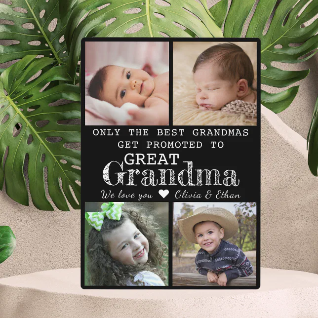 Promoted To Great Grandma 4 Photo Collage Plaque | Zazzle
