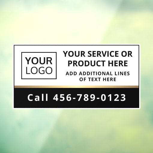 Promotional add logo black white business service window cling | Zazzle