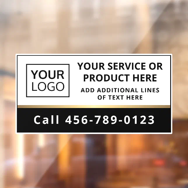 Promotional add logo black white business service window cling | Zazzle