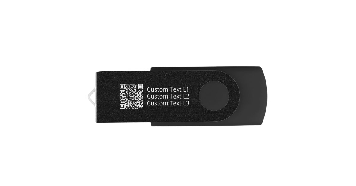 Promotional Black Custom Business Logo QR Code Flash Drive | Zazzle