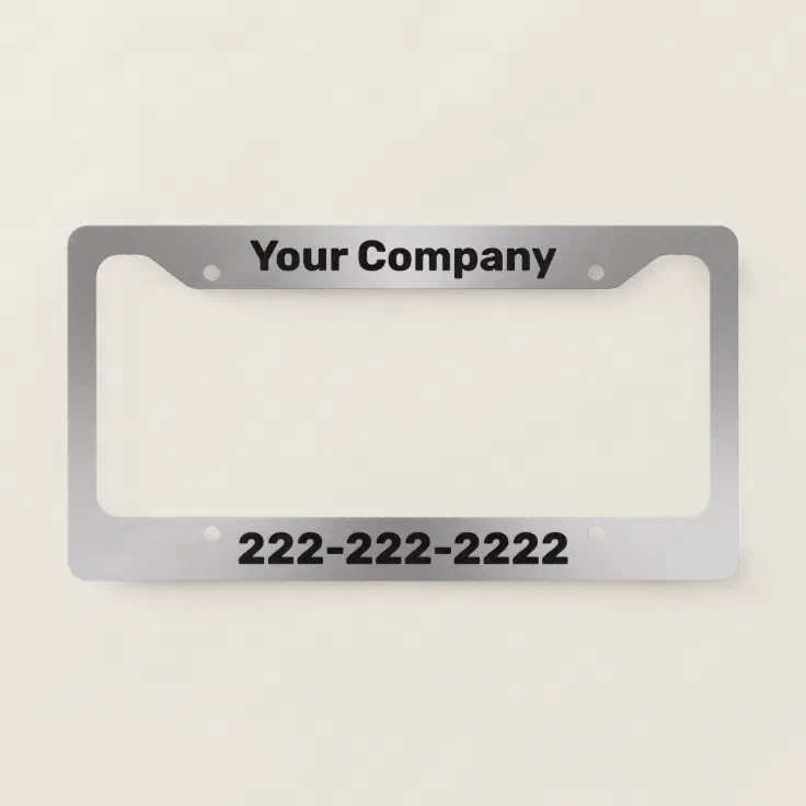 Promotional Brushed Metal Look Company Ad License Plate Frame | Zazzle
