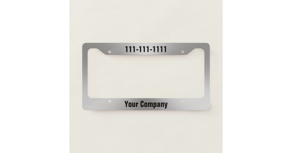 Promotional Brushed Metal Look Company Name Text License Plate Frame ...