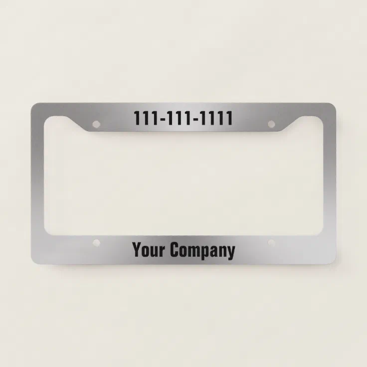 Promotional Brushed Metal Look Company Name Text License Plate Frame ...