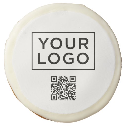 Promotional Business Logo and Custom QR Code Sugar Cookie | Zazzle