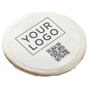Promotional Business Logo and Custom QR Code Sugar Cookie | Zazzle