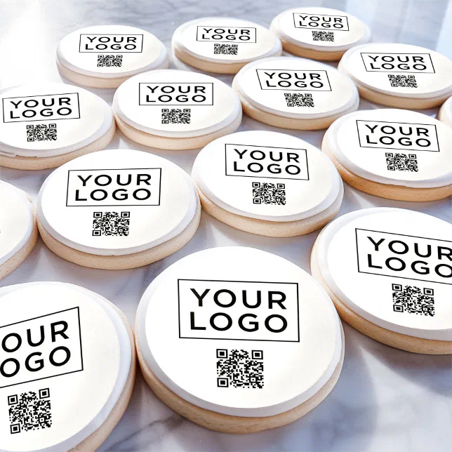 Promotional Business Logo and Custom QR Code Sugar Cookie | Zazzle